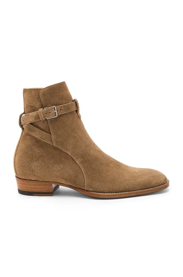 Saint Laurent Suede Wyatt Jodhpur Boots - Light Cigar