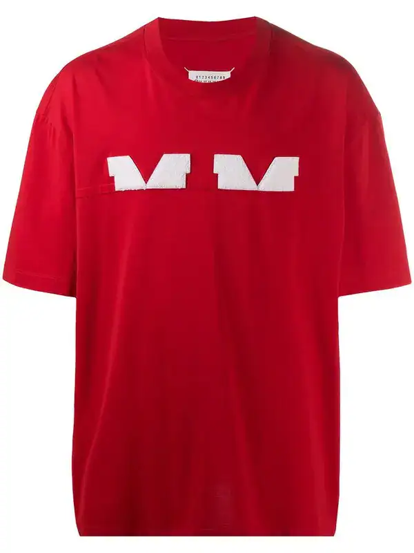 Maison Margiela Spliced Mm Logo T-Shirt In Red - 60% Off 