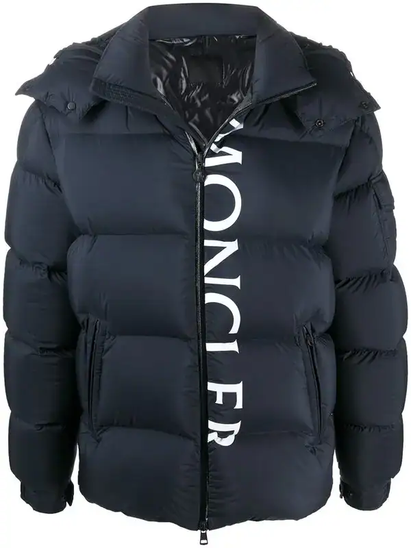 Moncler Logo-Print Padded Jacket - Blue | Editorialist
