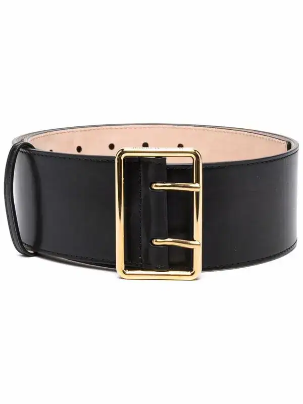 Alexander Mcqueen Double Buckle Wide Belt In Black - 70% Off  display picture 1
