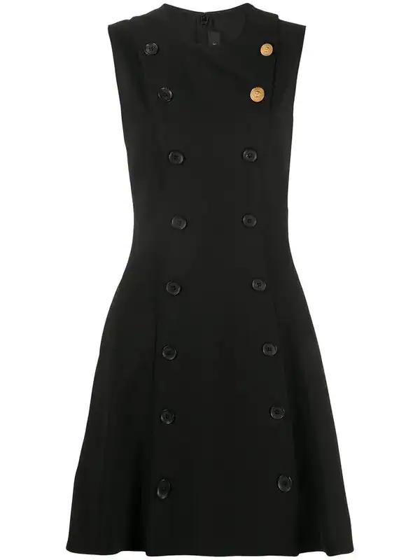 versace black dress with gold buttons Versus Versace Black Criss Cross Straps Gold Medallion Dress –  PauméLosAngeles