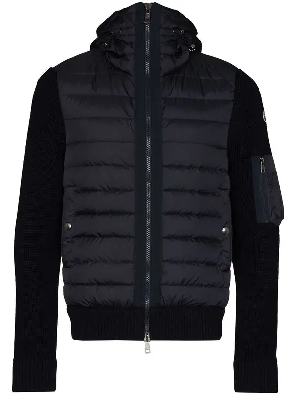 Moncler Knit Detail Padded Jacket - Blue