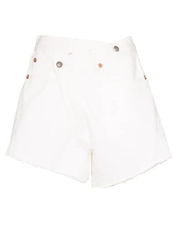 R13 Crossover Waist Denim Shorts