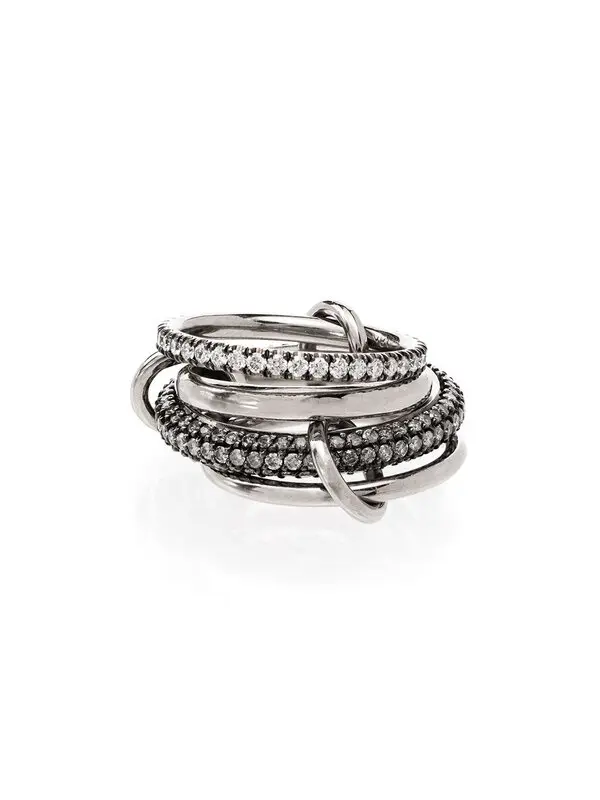 SPINELLI KILCOLLIN 18kt Black Gold Vega Four-link Diamond Ring - Silver