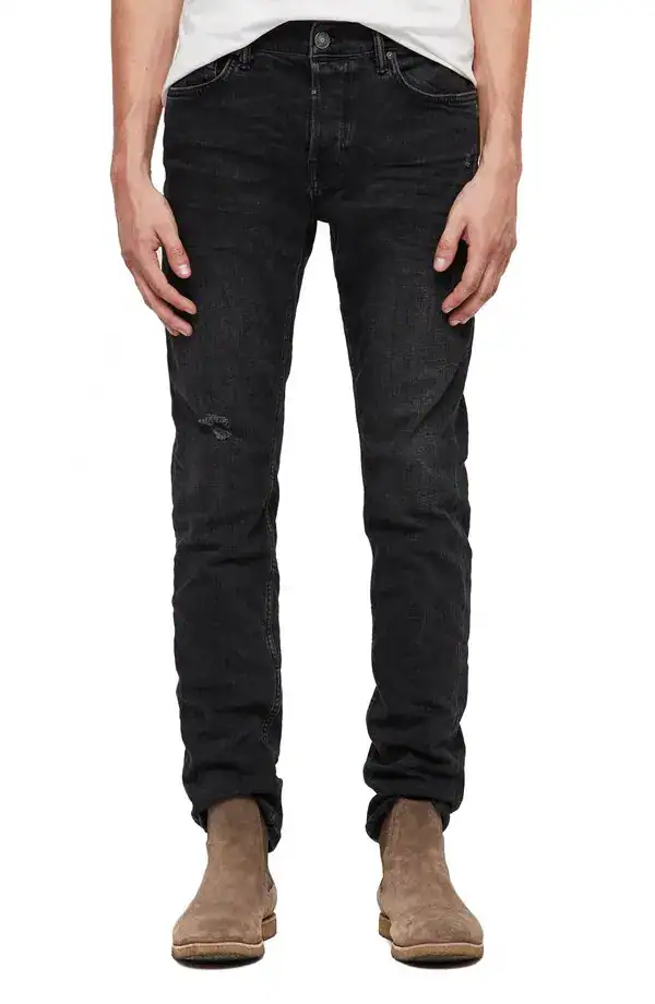 All Saints Rex Slim Fit Straight Leg Jeans Black Editorialist