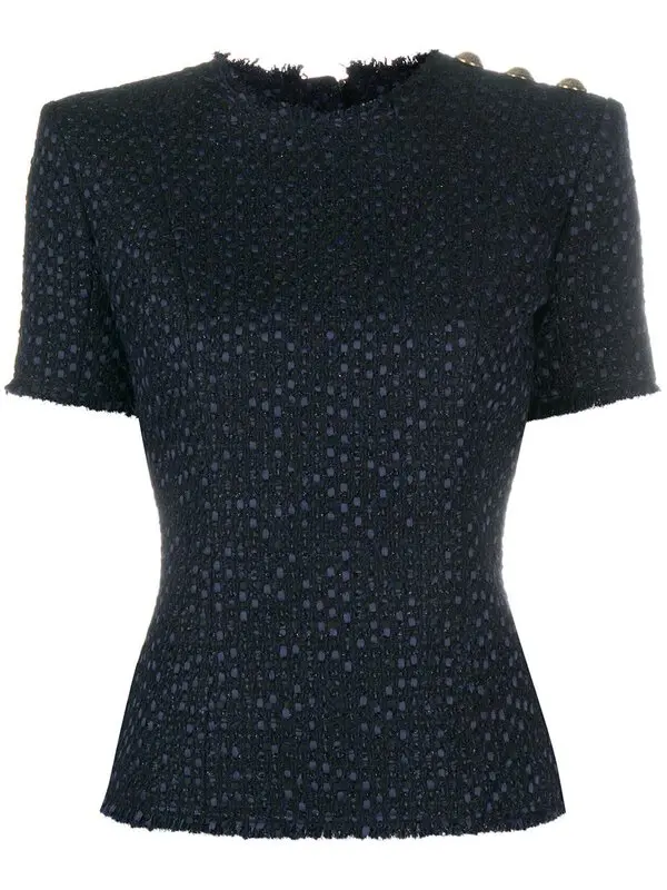 Balmain Button Detail Tweed Top