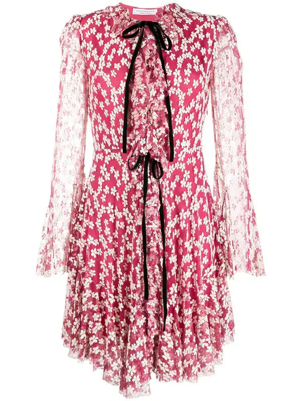 Philosophy Di Lorenzo Serafini Embroidered Floral Dress In Pink - 50% Off |  Editorialist
