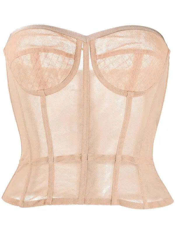 Dolce & Gabbana Tulle Bustier Top - Neutrals