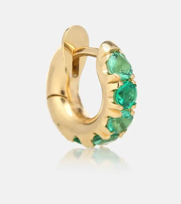 SPINELLI KILCOLLIN Mini Macro Emerald Hoop Earring - Gold