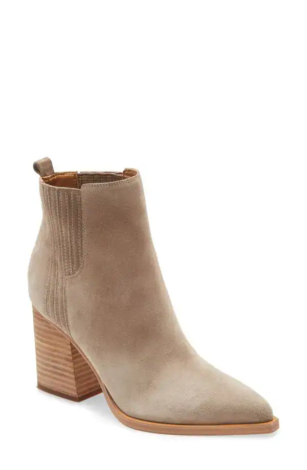 Marc Fisher Oshay Pointed Toe Bootie In Cloud Suede 62% Off