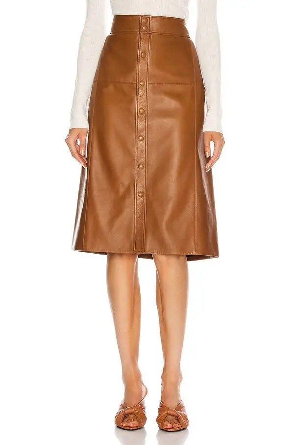 Saint Laurent High Waisted Leather Skirt