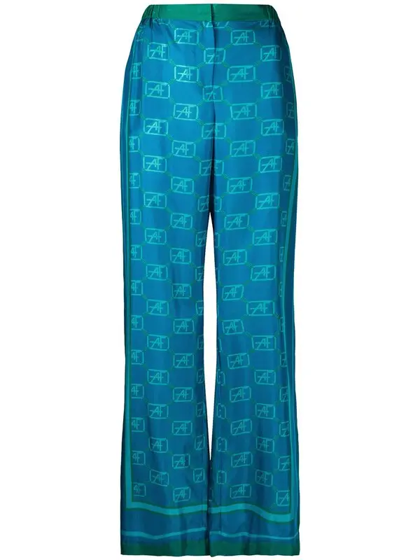 Alberta Ferretti Monogram Print Wide Leg Trousers