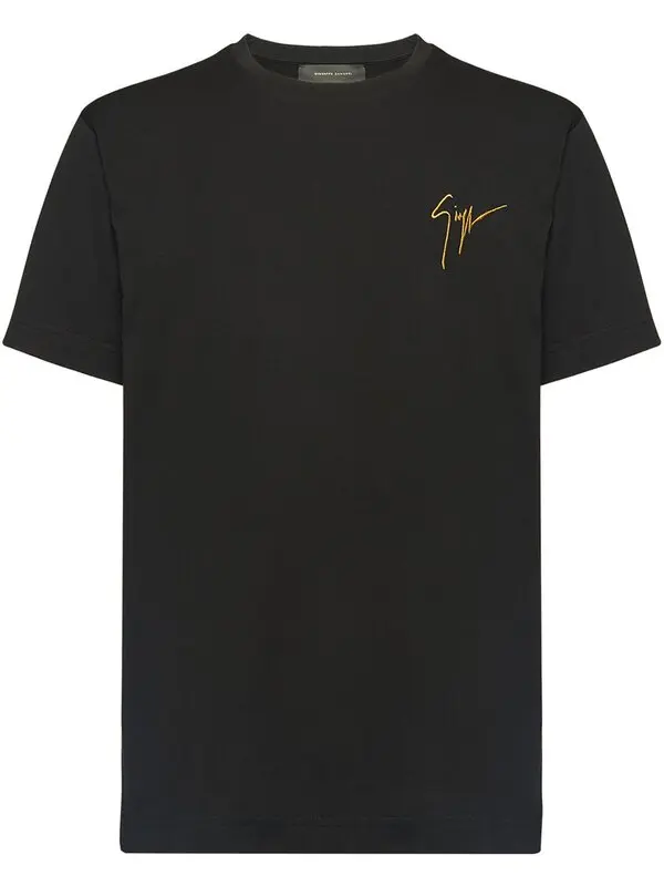 GIUSEPPE ZANOTTI Logo Embroidered T-shirt - Black