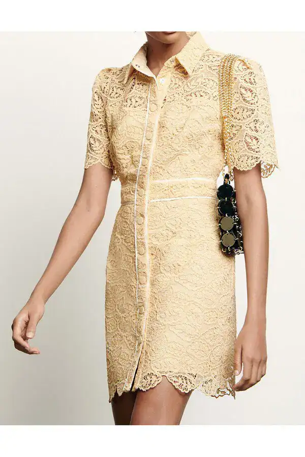 Sandro Short Lace Dress In White 75% Off Editorialist