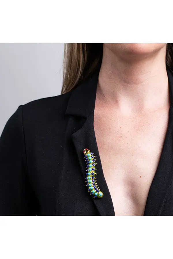 KENNETH JAY LANE Cabochon Caterpillar Pin