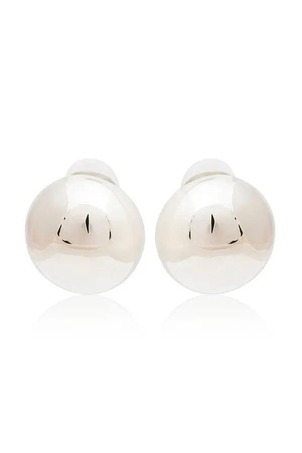 KENNETH JAY LANE Polished Button Clip Earrings - Silver