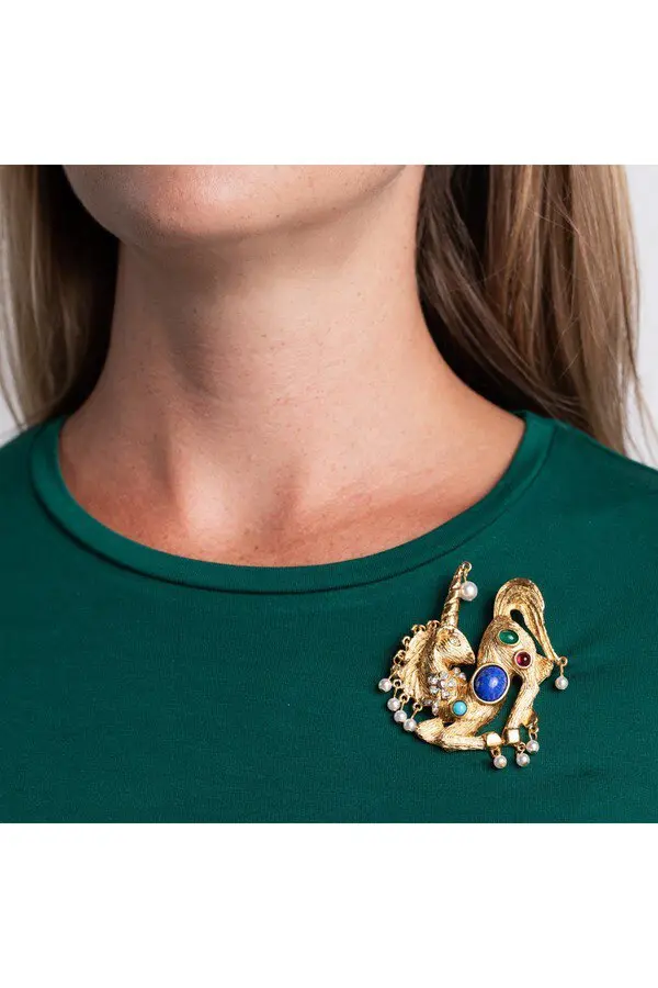KENNETH JAY LANE Pearl Unicorn Pin