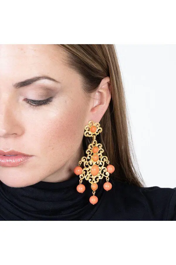 KENNETH JAY LANE Filagree & Drop Clip Earrings
