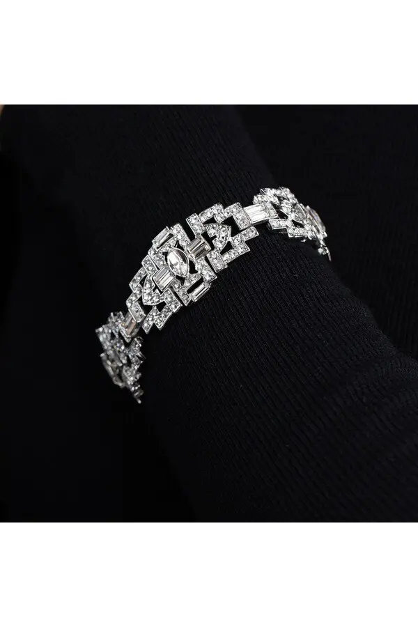 KENNETH JAY LANE And Crystal Art Deco Link Bracelet