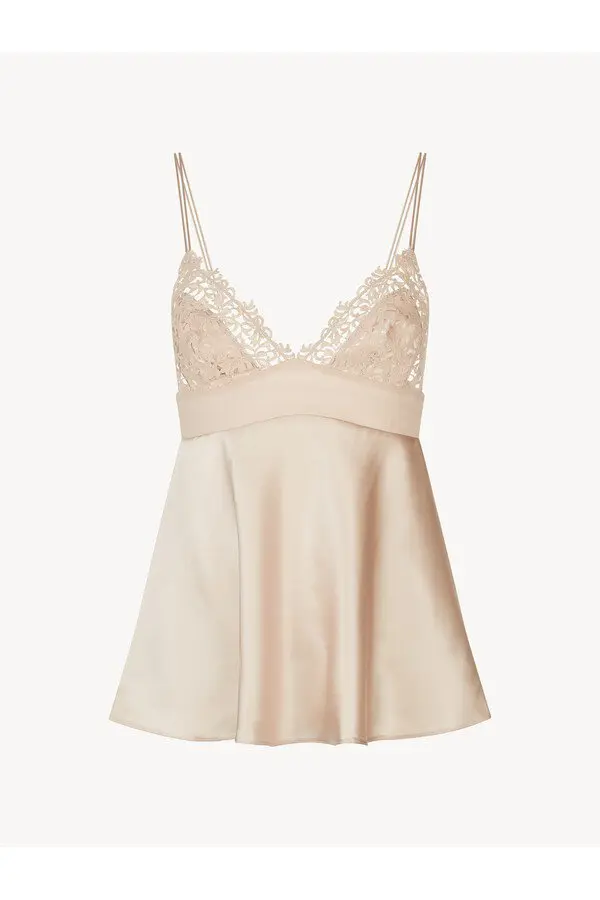 La Perla Beige Satin Camisole La Perla Wool Silk Blend Cream