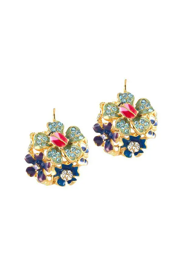 KENNETH JAY LANE Multi Pastel Flower Earrings - Gold
