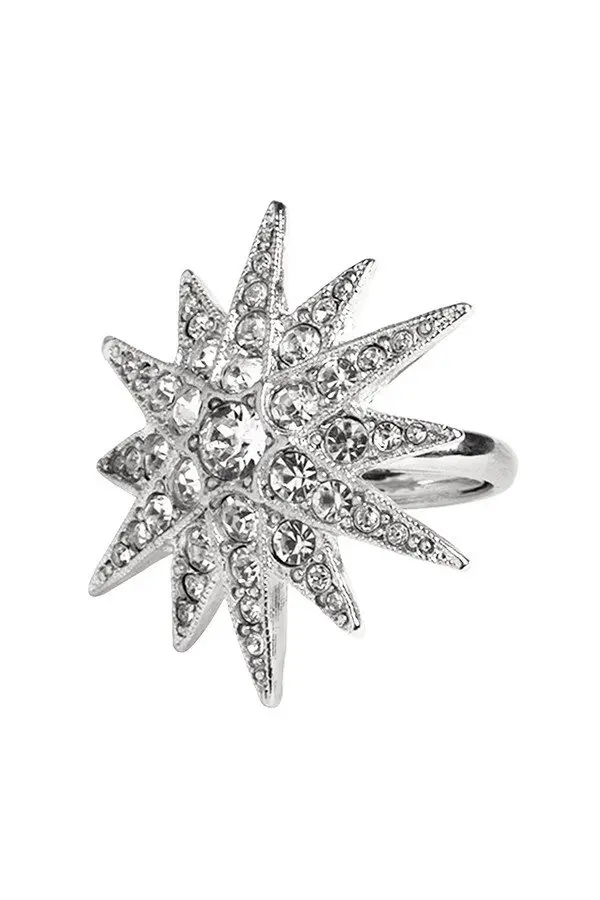 KENNETH JAY LANE Silver And Crystal Star Ring