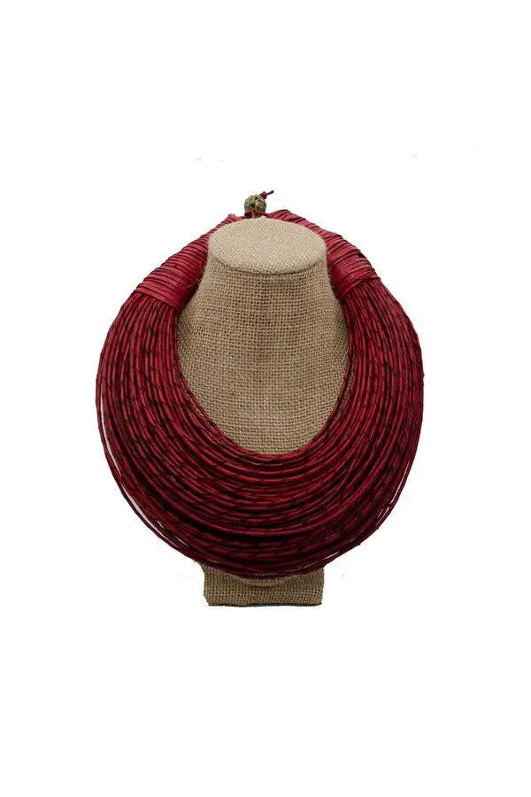 NORTON AND HODGES Marche Twisted Leather Collar - Red