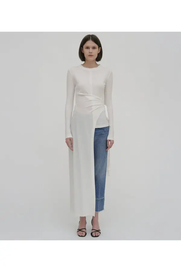 Rosetta Getty Long Sleeve Split Apron T-shirt - White