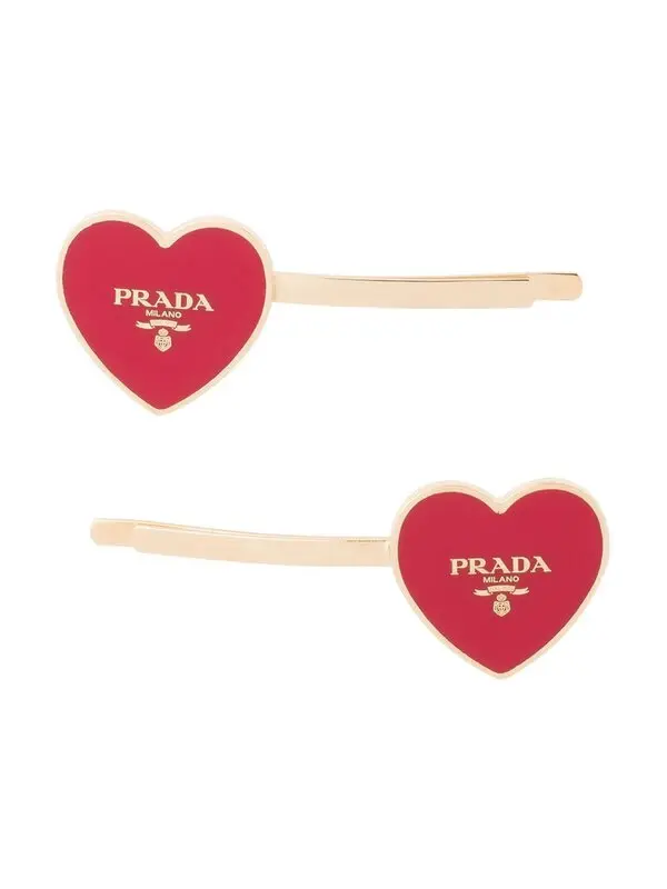 Prada Heart Hair Pins Red Editorialist