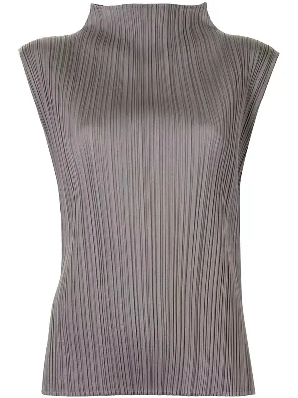 Issey Miyake Sleeveless Pleated Top - Grey