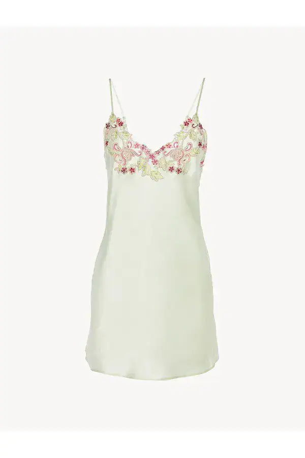pale green slip dress 1930's Pale Green Silk Slip Butterfly Dress – Eveliina Vintage main image 1