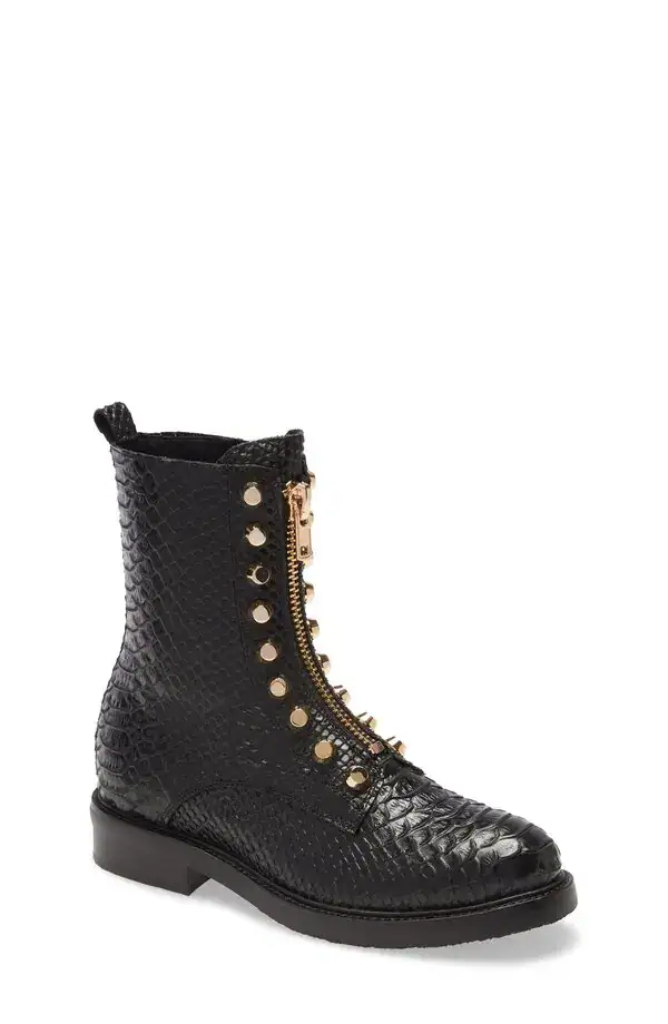 Jeffrey Campbell Tonette Studded Zip Boot In Black 63% Off
