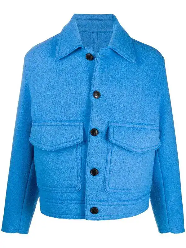 Ami Boxy Fit Patch Pockets Jacket In Blue - 40% Off | Editorialist 