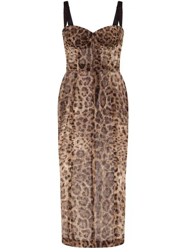 Dolce & Gabbana Leopard-print Bustier Midi Dress