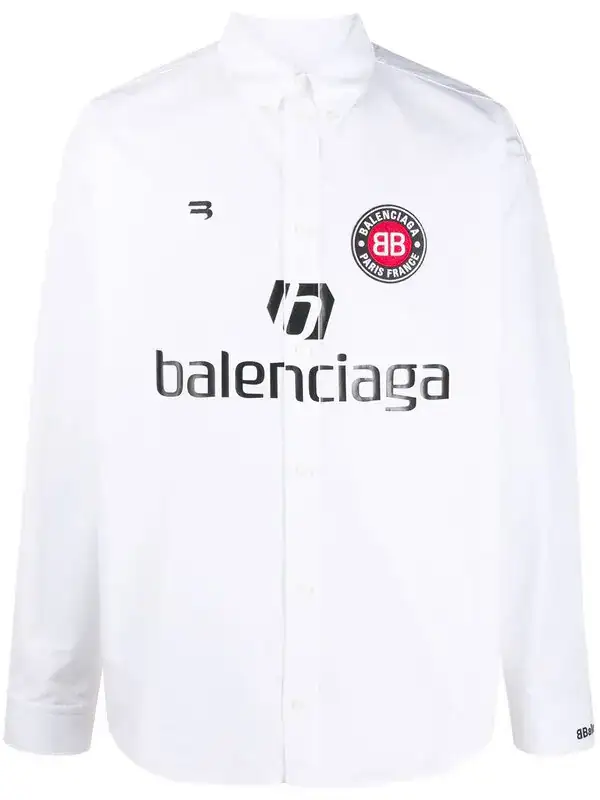 Balenciaga Soccer Print Buttoned Shirt - White | Editorialist