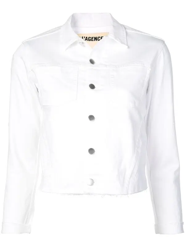 L'Agence Classic Denim Trucker Jacket - White