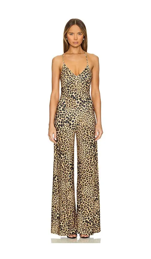 Norma Kamali Low Back Slip Jumpsuit - Cheetah Patch