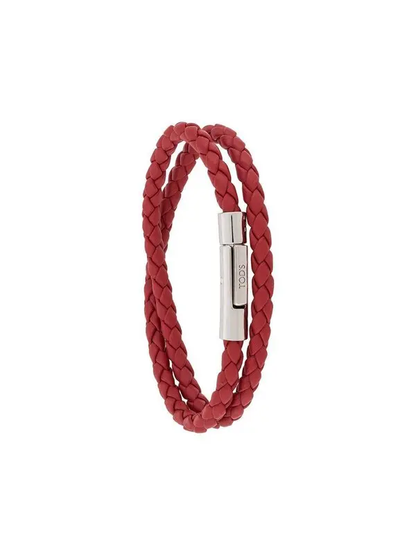 TOD'S Woven Leather Bracelet - Red