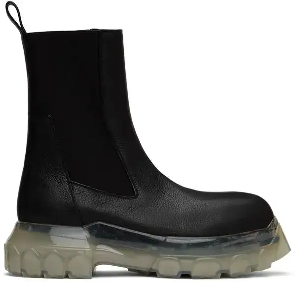 Rick Owens Black Mega Bozo Tractor Beetle Boots In 90blk/Clr - 30 