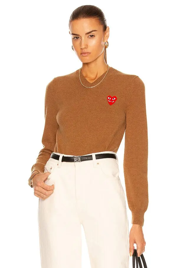 Play Comme Des Garcon V-neck Pullover - Brown