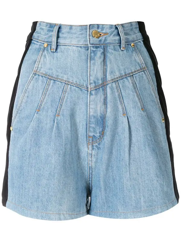 AMAPO Two-tone Denim Shorts