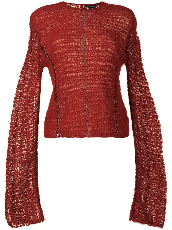 Ann Demeulemeester Open Knit Jumper In Red - 50% Off | Editorialist
