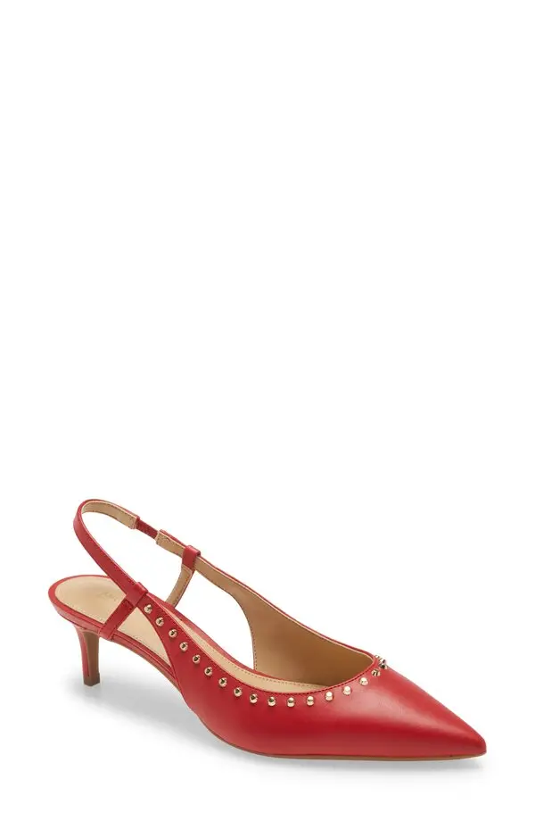 Michael Kors Nora Slingback Pointed Toe Pump In Bright Red Leather