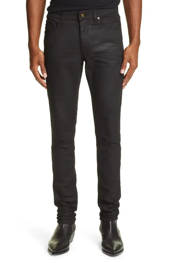 Saint Laurent Coated Skinny Jeans - Black | Editorialist