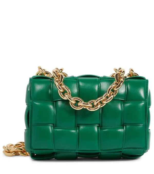 Bottega Veneta Chain Cassette Leather Shoulder Bag Green