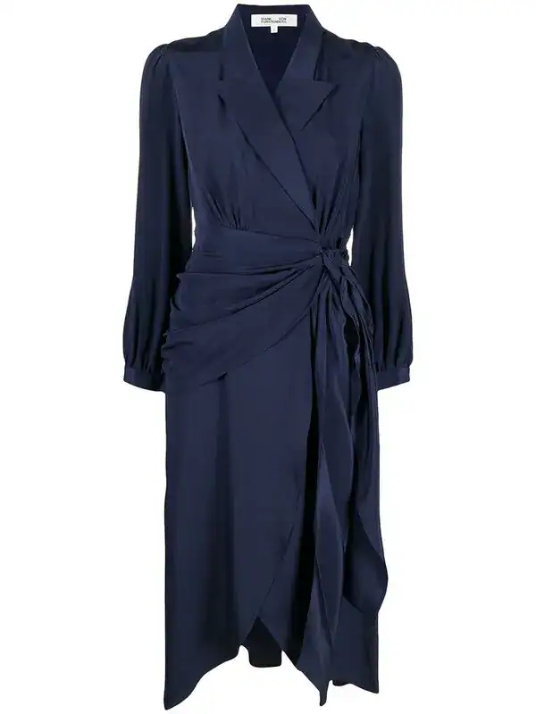 Diane Von Furstenberg Stella Faux-Wrap Midi Dress In Blue - 48% Off |  Editorialist