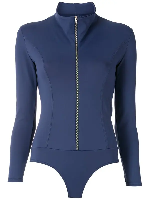 AMIR SLAMA Zipped Long Sleeve Bodysuit - Blue