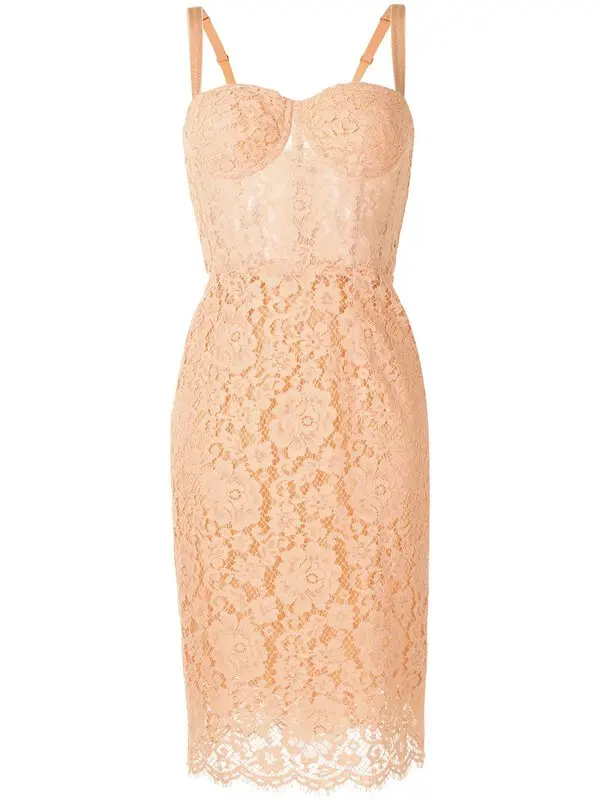 Dolce & Gabbana Floral Lace Bustier Dress In Orange - 40% Off | Editorialist