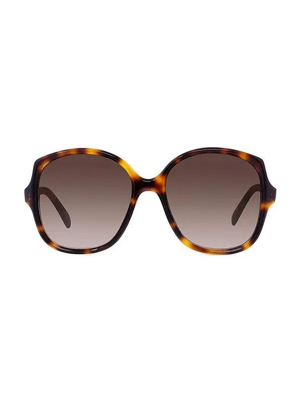 Celine 57mm Plastic Square Sunglasses Havana Editorialist