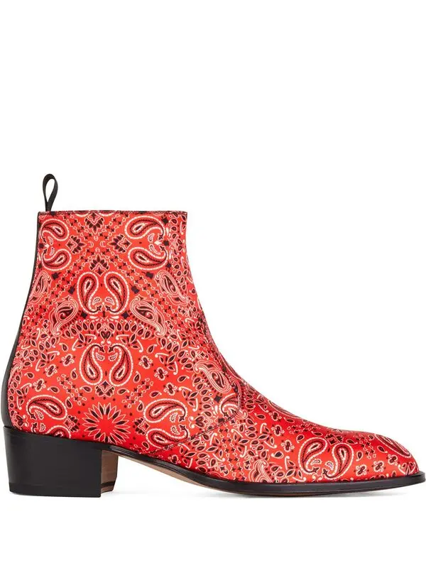 GIUSEPPE ZANOTTI Paisley-print Ankle Boots
